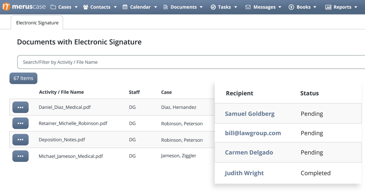 Integration with DocuSign: Electronic Signature in MerusCase – MerusCase